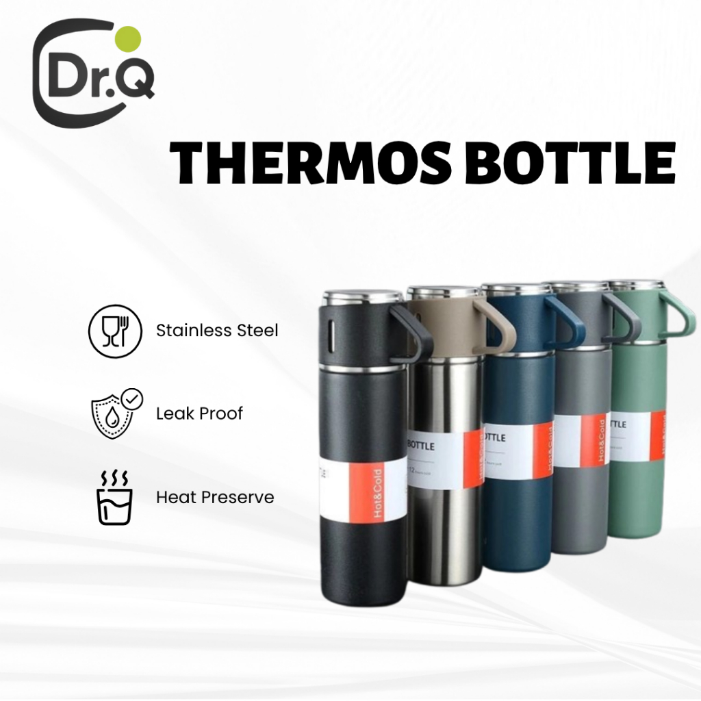 Thermos Cup Vacuum Flask 3 in 1 SET Creative Vacuum Cup Set 500ml 304 Stainless Steel Thermos ...