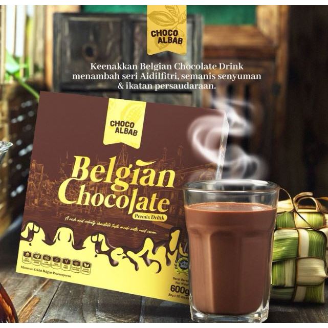 Choco Albab Belgian Chocolate Premix Drink 7 or 20 Sachet | Shopee Malaysia