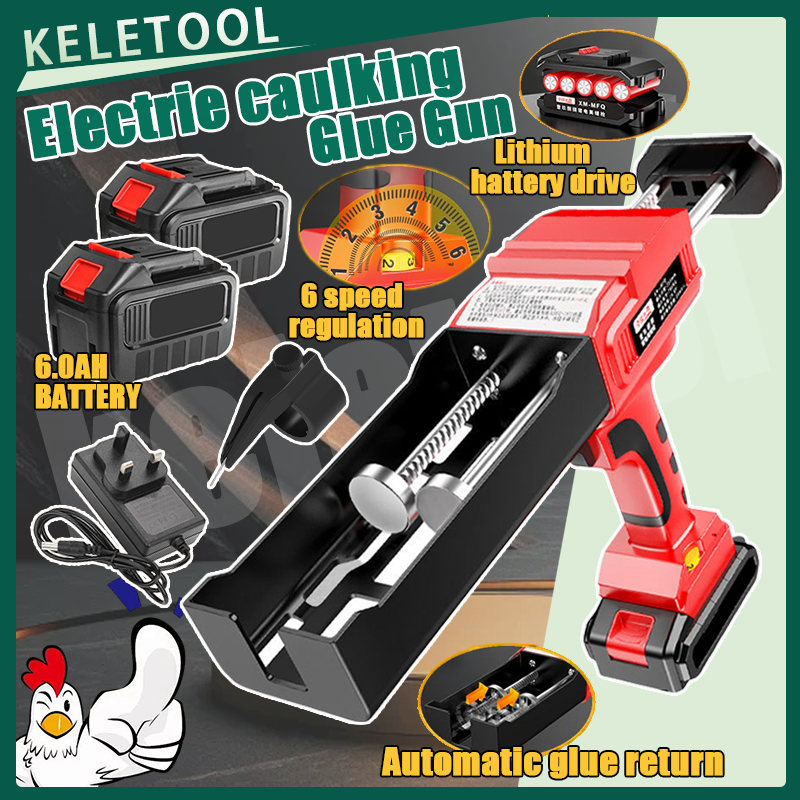 Electric Cordless Caulking Gun Dripless Double Cartridge Adhesive Epoxy ...