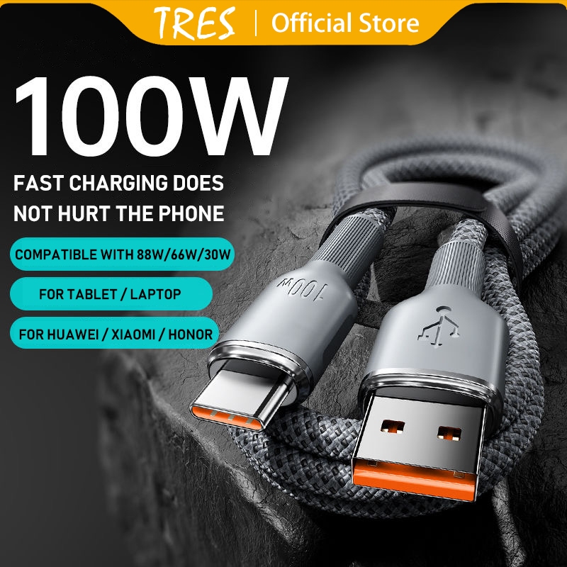 TresGadget 100W 1.2M straight braided Data Cable USB to PD / Type C to ...