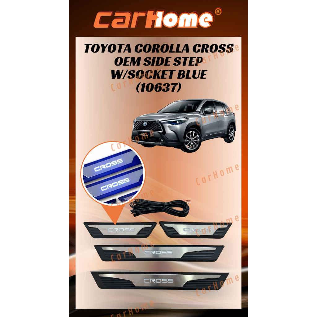 TOYOTA COROLLA CROSS DOOR SIDE STEP PLATE OEM BLUE LED 4PCS WITH SOCKET ...