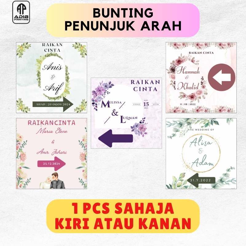 BUNTING PENUNJUK ARAH KAHWINMURAH 1X1 & 2x2 | Shopee Malaysia