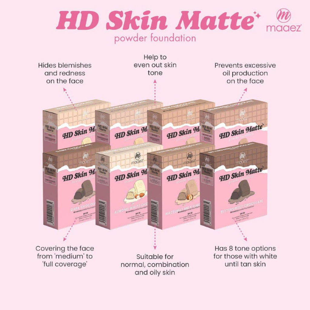 💥READY STOCK💥MAAEZ HD SKIN MATTE POWDER FOUNDATION DRY SKIN SPF30 10GM ...