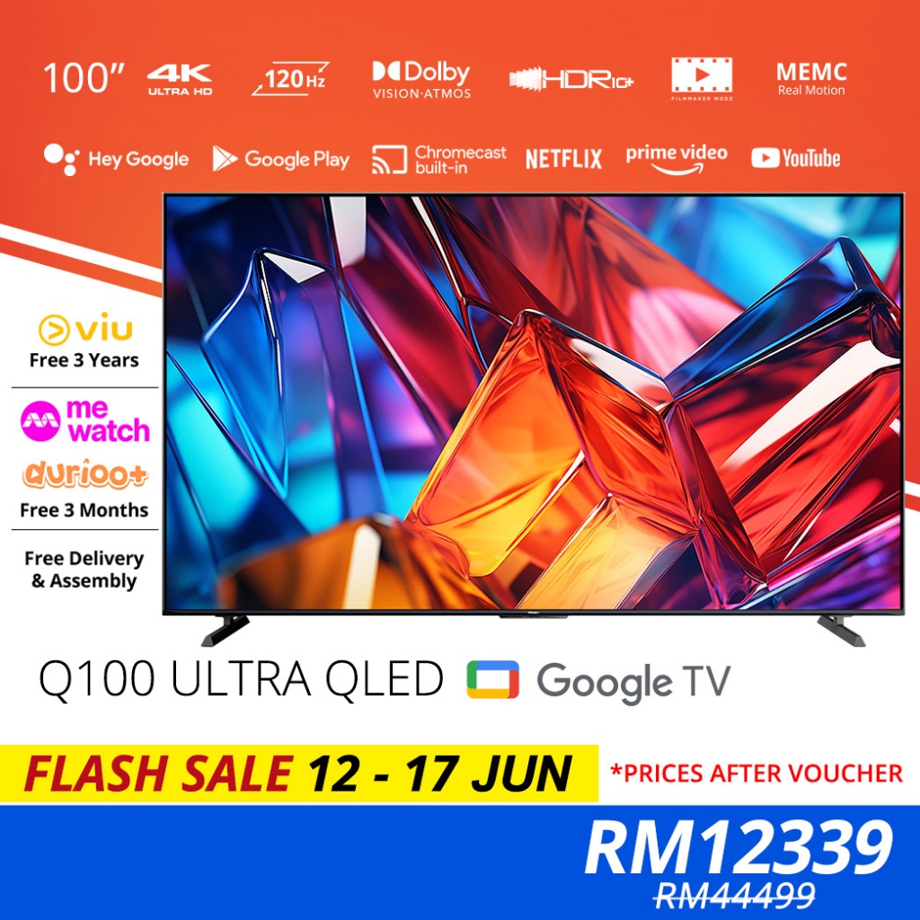 PRISM+ Q100 ULTRA 4K QLED Google TV 100 inch Quantum Colors Google ...