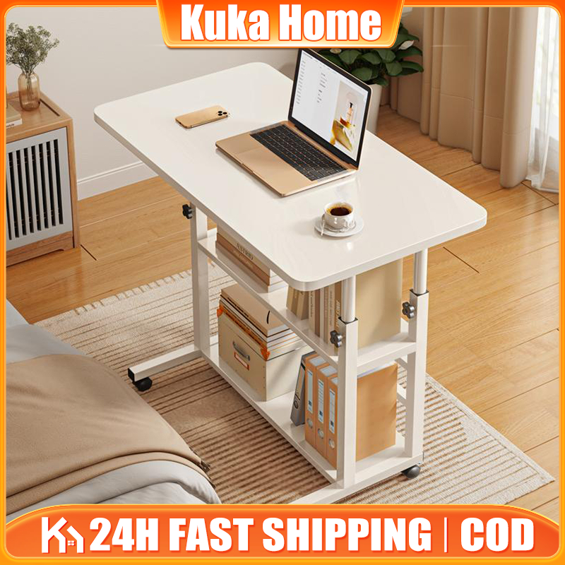 Meja Komputer 2 Layers Elevatable Computer Table Bedside Laptop Desk ...