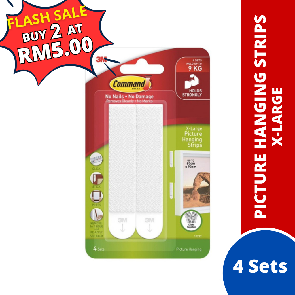 3M Command Picture Hanging Strips (Narrow/Medium/Large/X-Large) | Shopee Malaysia