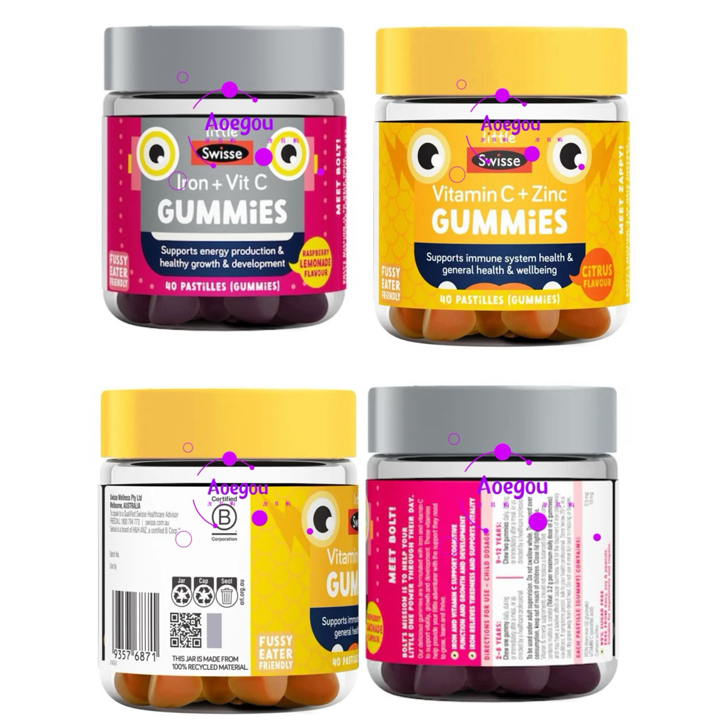 Little Swisse Vitamin C + Zinc Gummies 40 Pack/Little Swisse Iron ...