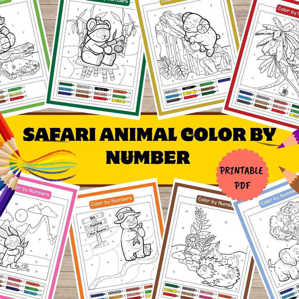 PDF Coloring Pages - Safari Animal Color By Number - 20 Pages - Kertas ...