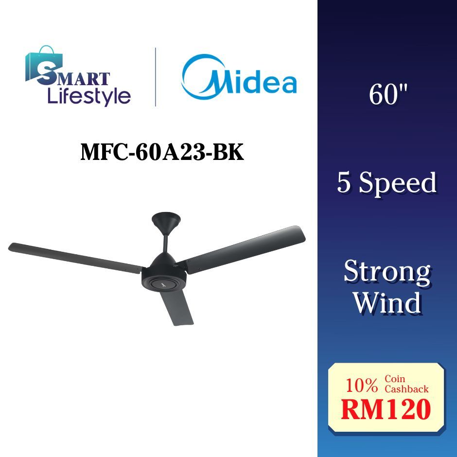 Midea 60" Electronic Regulator Ceiling Fan 5 Speed MFC-60A23-BK | Shopee Malaysia