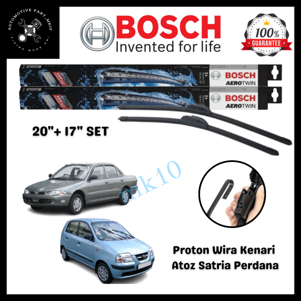 Bosch Aerotwin Retrofit U Hook WIPER SET 20"+17" 3397013318 3397013315 Proton Wira Kenari Atoz ...