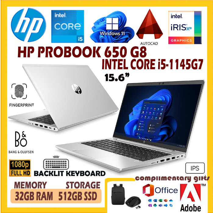HP PROBOOK 650 G8 - INTEL CORE I5 -1145G7 11TH GEN / 32GB DDR4 RAM ...