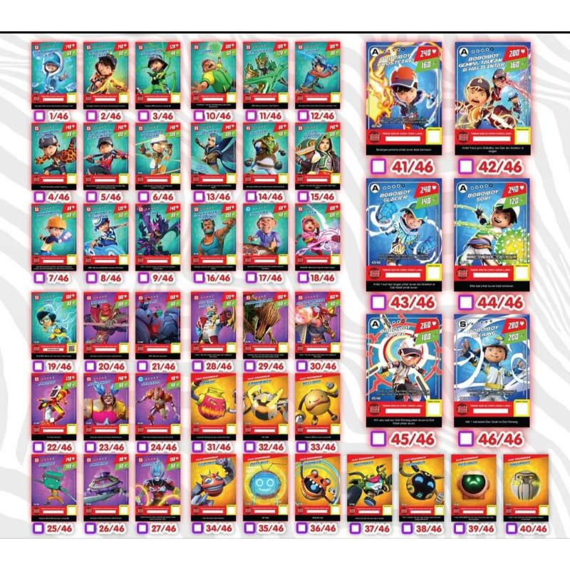 Kad Boboiboy Choki Choki Monsta Boboiboy Galaxy Card Fullset Full Set ...
