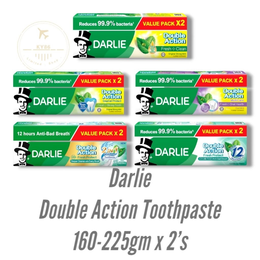 Darlie Double Action Toothpaste Value Pack x2 [160g – 225g] | Shopee ...