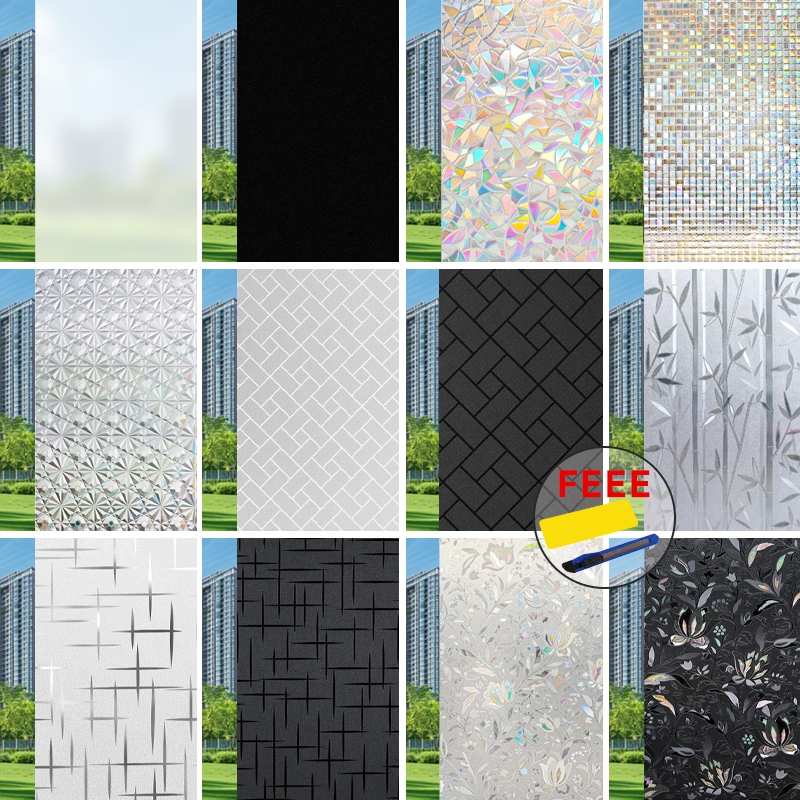 【Local seller】3D Window Sticker, No Glue Static Decorative Privacy ...