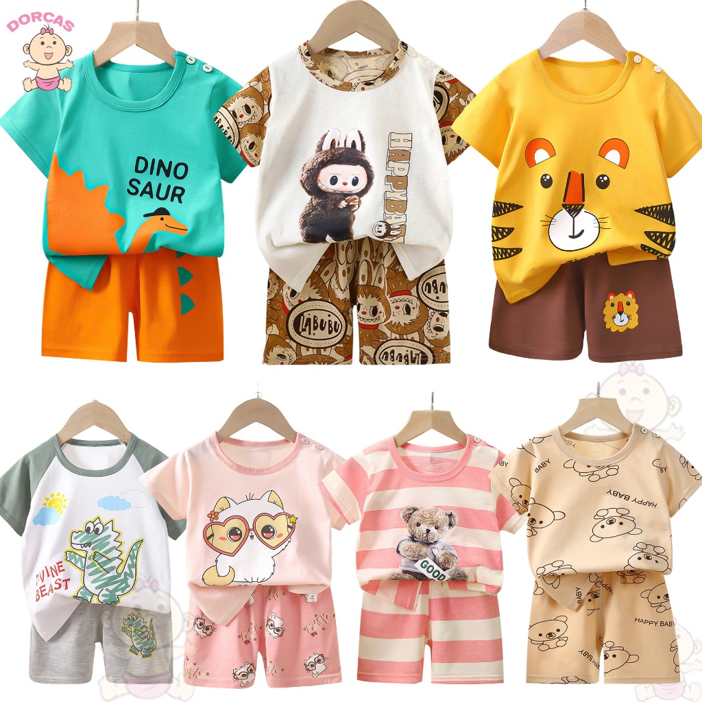 👶🏻(3m-5yrs) 🎀Unisex Cotton Short Sleeve Cute Baby Boy Shirts + Pants ...