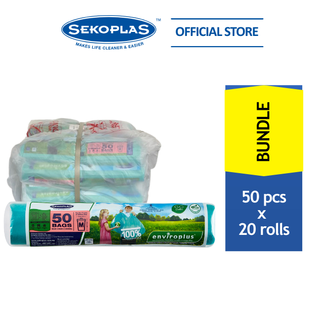 [Bundle Deal] Sekoplas Enviroplus Roll Garbage Bag - M (20 Rollsx 50pcs ...