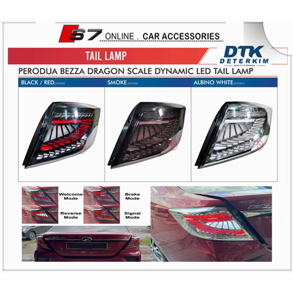 Perodua Bezza tail lamp 2016 - 2025 Version 4 Dragon Scale Design ...