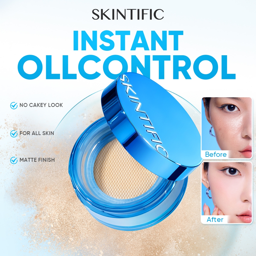 SKINTIFIC Oil control Loose Powder All Day Matte Finish One tap Shine ...