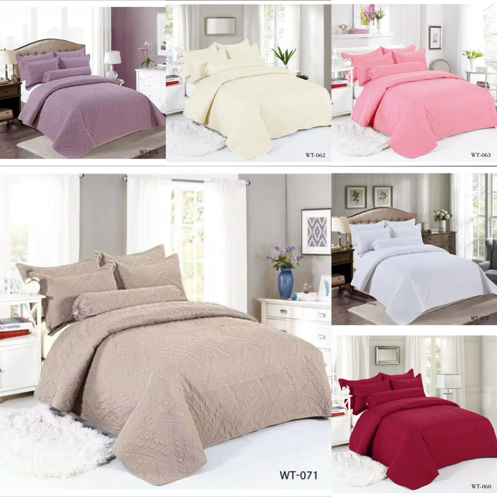 Cadar plain patchwork embroidery(6 IN 1) kualiti full cotton cadar sulam super queen/queen cadar ...