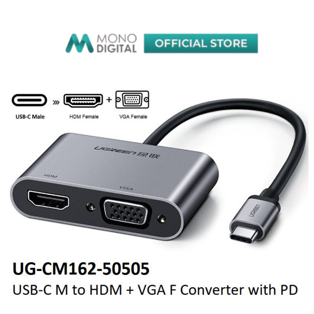 UGREEN CM162 TYPE-C USB C MALE TO HDMI + VGA FEMALE CABLE CONVERTER ...