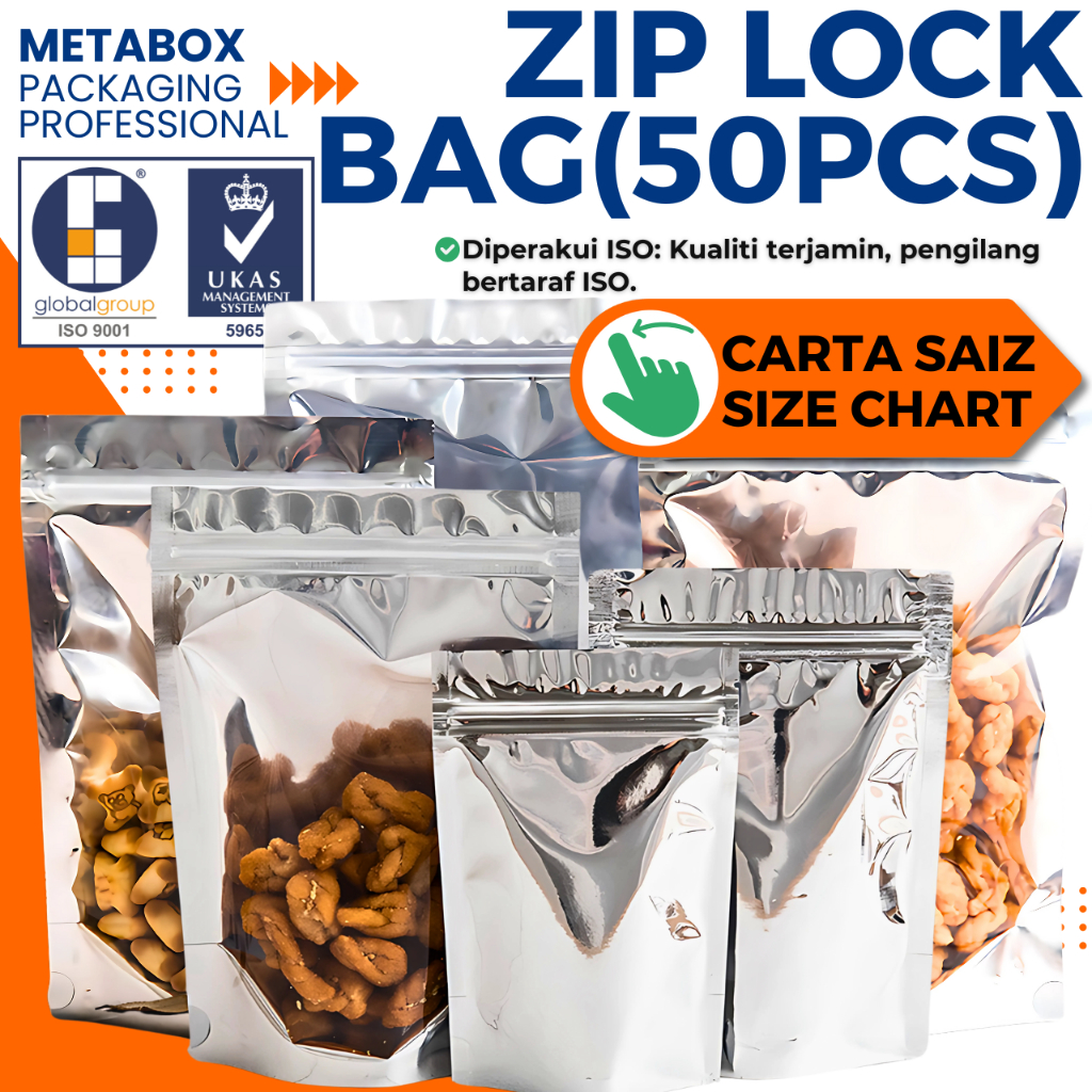 Aluminium Zip Lock Bag Transparent Ziplock Storage Plastik Kedap Udara ...