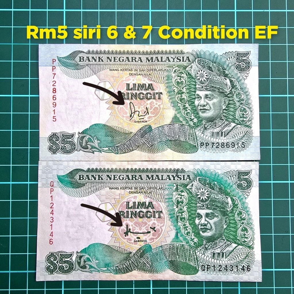 (A320) Rm5 siri 6 dan 7 duit kertas lama Rm5 lama tabung duit kertas duit syiling lama mata wang ...