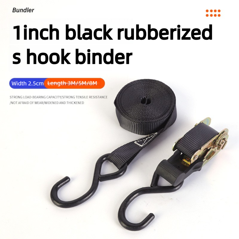 1 Inch Plastic-coated Tension Buckle Ratchet Tie Down Cargo Belt Straps ...