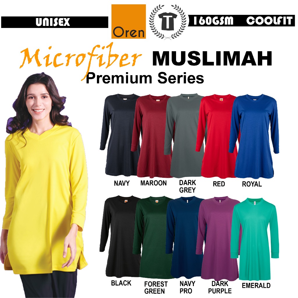【Premium】Microfiber Muslimah WITH V-NECK BLACK/NAVY/DARK GREY/MAROON ...
