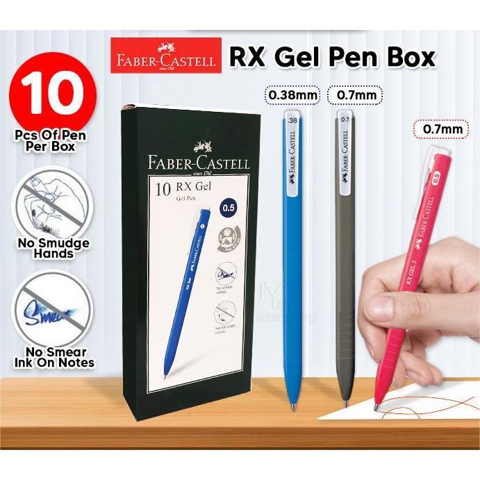 Faber Castell Pen RX Gel Pen 0.5mm 0.7mm Black Blue Red Pen -(10/BX) 0. ...