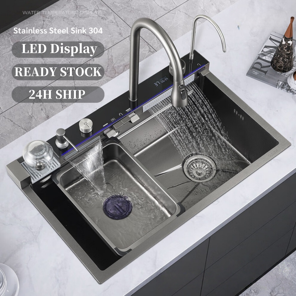 kitchen sink Double Waterfall 304 stainless steel kitchen sink ...