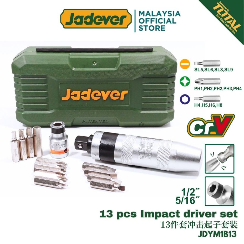 Jadever Tools Cr-V 13pcs Impact driver set / Impact screwdriver set 13 ...