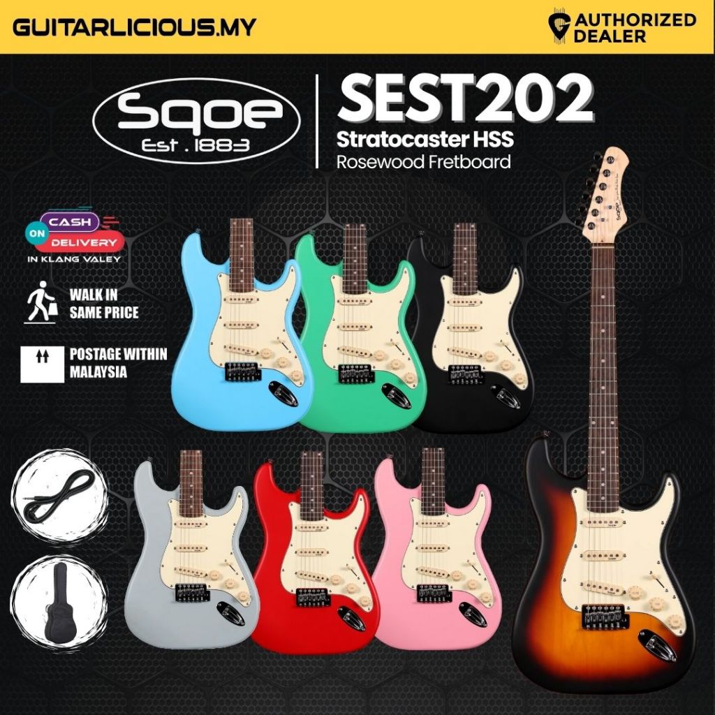 SQOE SEST202 Stratocaster Body SSS Electric Guitar , Rosewood Fretboard ( SEST / SEST-202 / ST ...