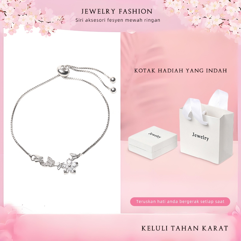 Gelang daun bunga berlian perangai niche gelang ringkas barang kemas ...