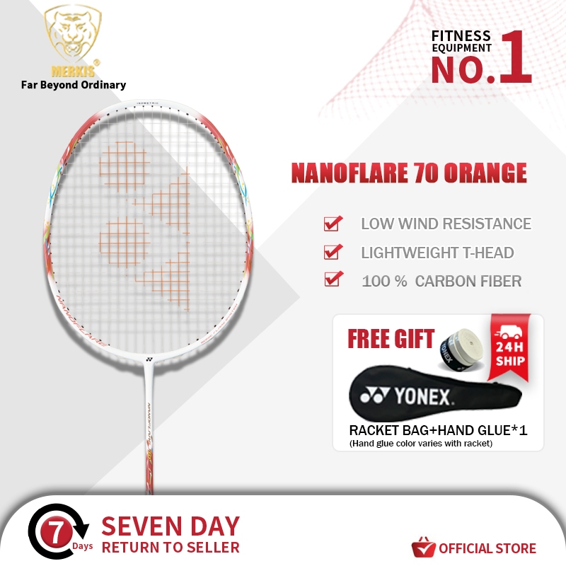 24SHIP YONEX 70 Orange Japanese carbon racket with free string 26-30LBS ...