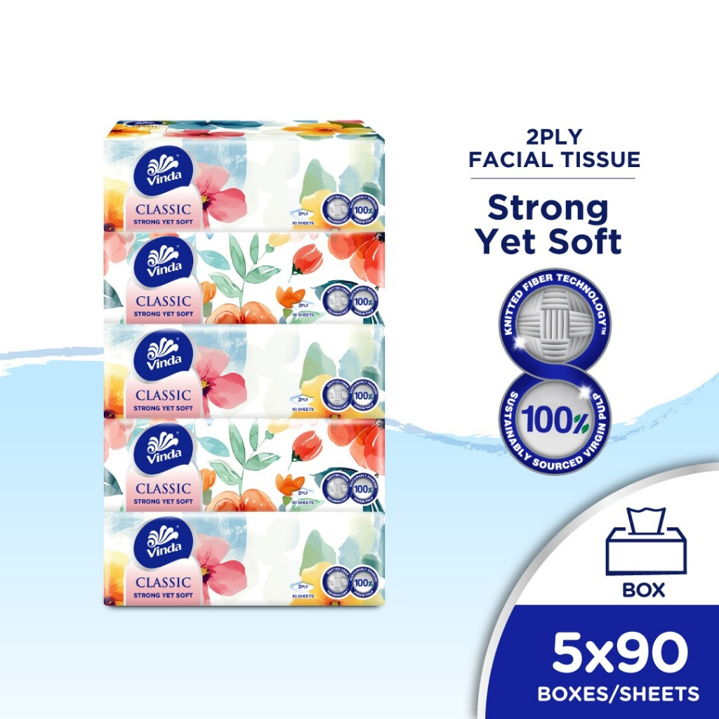 Vinda TISU KOTAK Classic Box Facial Tissue 2-ply 90s | Shopee Malaysia