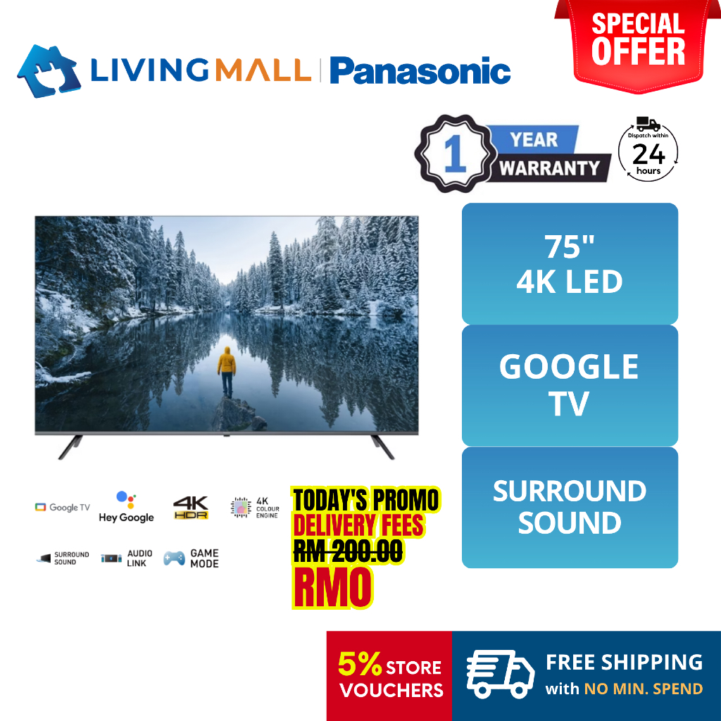 [𝐅𝐑𝐄𝐄 𝐃𝐄𝐋𝐈𝐕𝐄𝐑𝐘] PANASONIC TH-75NX600 75 INCH, LED, 4K HDR SMART TV TH ...