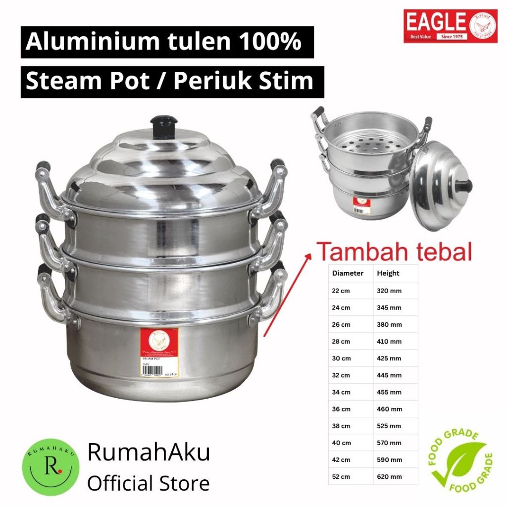 EAGLE BRAND - Aluminium Steam Pot / Periuk Stim / Aluminium Tulen ...