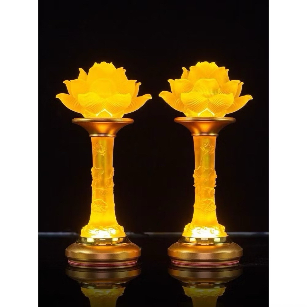 11inch led Glazed Buddha Front Lamp Lotus Pendulum Table Buddhist Niche ...