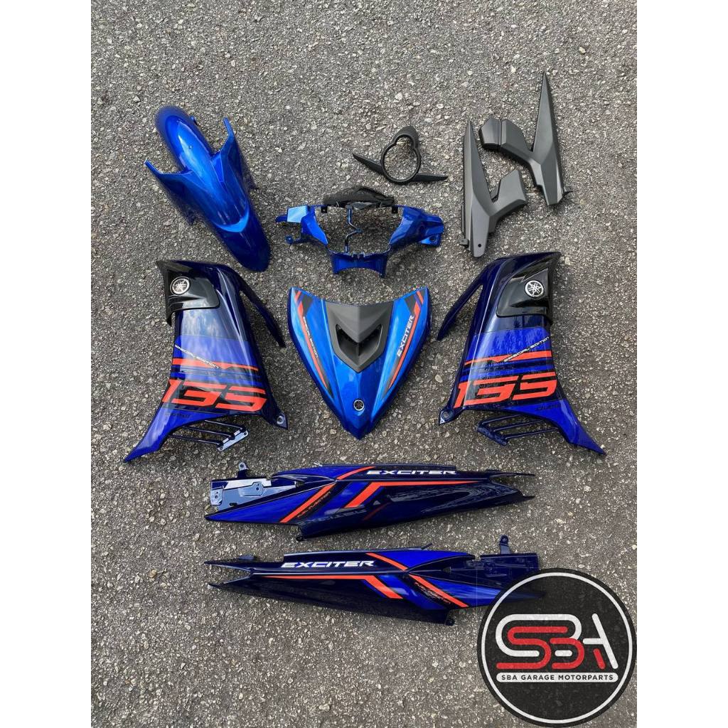 COVERSET YAMAHA BODYSET LC 135 V4 V5 V6 EXCITER 2021 BLUE STRIPE TANAM ...