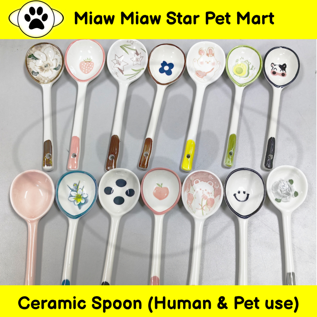 [RANDOM DESIGN]Ceramic Spoon Cute Spoon Soup Spoon Pet Wet Food Spoon ...