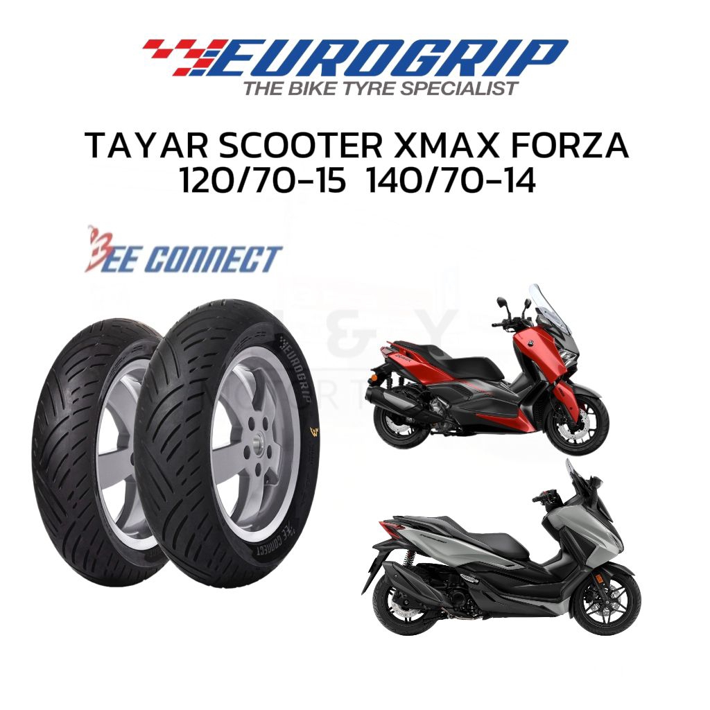 TAYAR EUROGRIP SCOOTER 120/70-15 140/70-14 XMAX FORZA ZONTES belakang ...