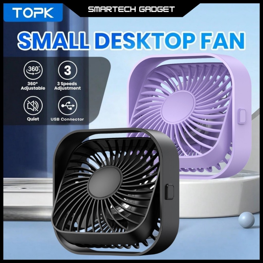 Smartech TOPK K51 USB Mini Desk Fan 3-Speed 360° Rotatable Portable ...