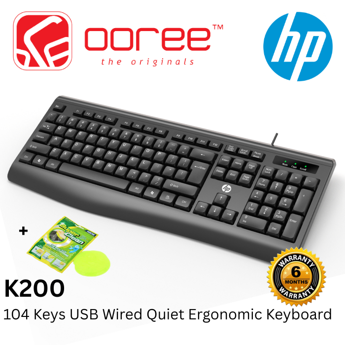 HP K200 WIRED USB 104 KEY ERGONOMIC KEYBOARD WITH COMFORTABLE DESIGN ...