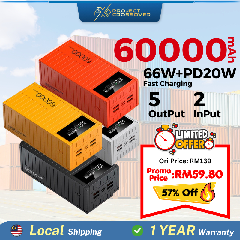 60000mAh Super Fast Charging Powerbank Container 20W PD Output 4 USB ...