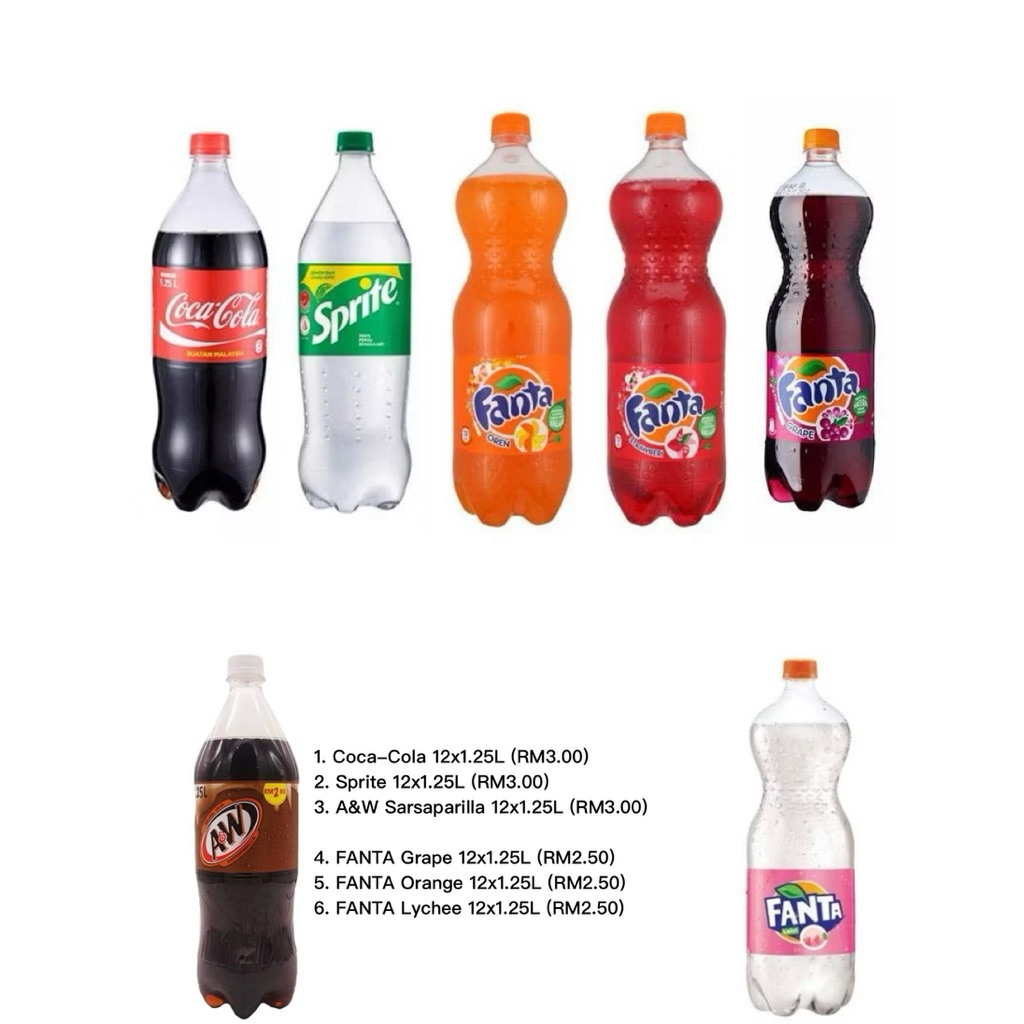 (Unit) Fanta 1.25L Botol (RM2.50) Grape / Strawberry / Orange / Lychee ...