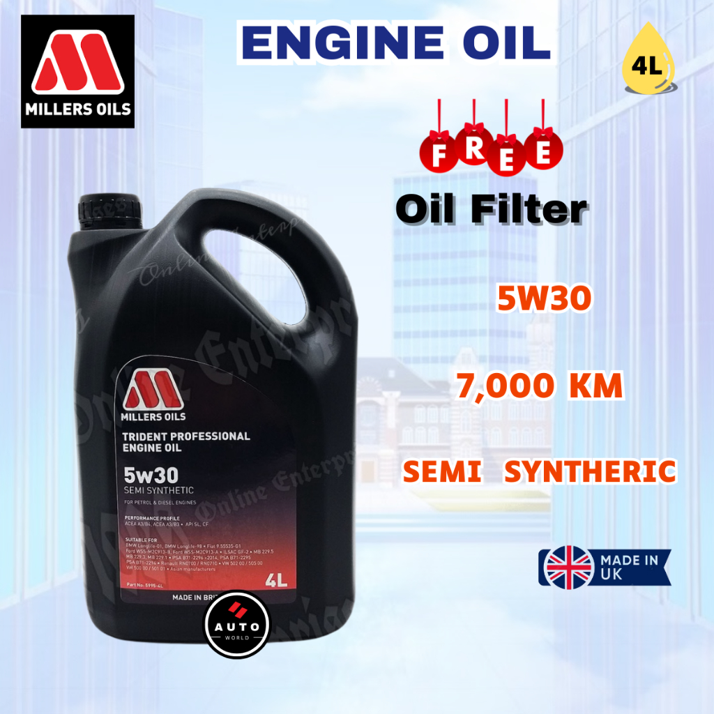 Millers Oils Trident 5W30 High Quality Premium Semi Synthetic Engine ...