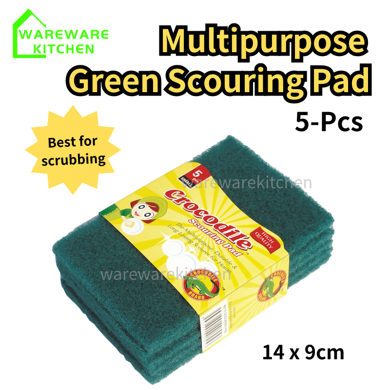Crocodile 5Pcs Green Scouring Pad Scourer Green Pad Cleaning Tool ...