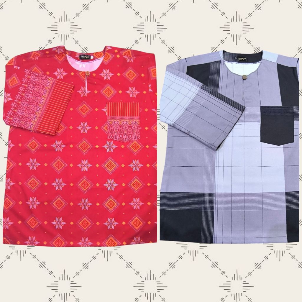 Baju Rakyat Moden/Kurta/Busana Melayu/Baju Melayu (Corak Pelikat ...