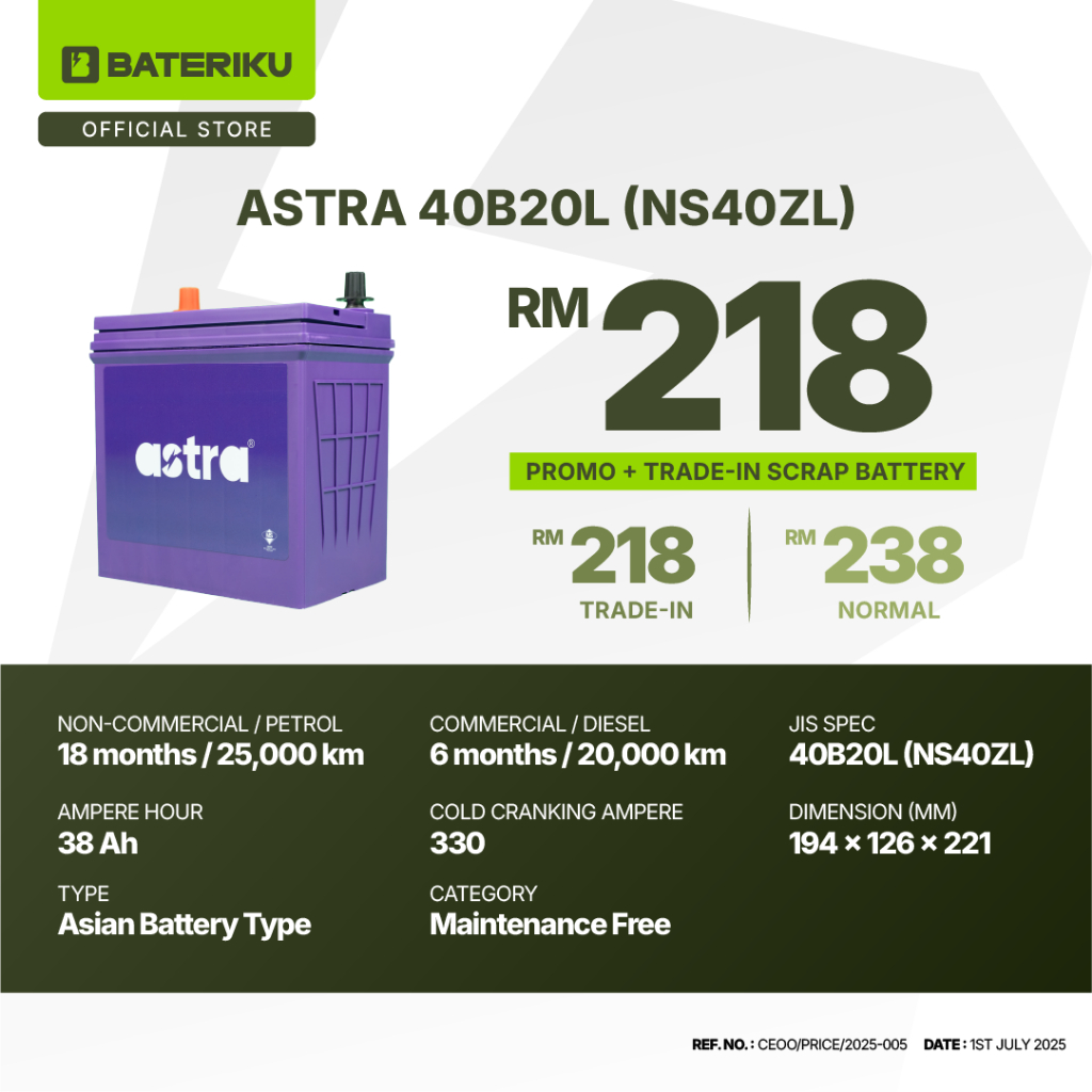 BATERI KERETA | NS40ZL | 40B20L | MF | ASTRA | CAR BATTERY | AUTOMOTIVE ...