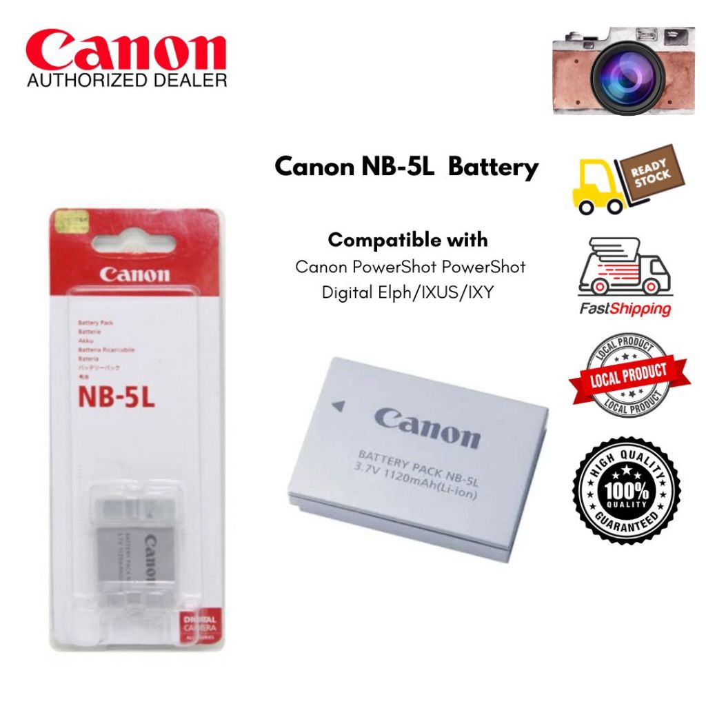 Canon NB-5L Lithium-Ion Battery Pack (3.7v, 1120mAh) | Shopee Malaysia